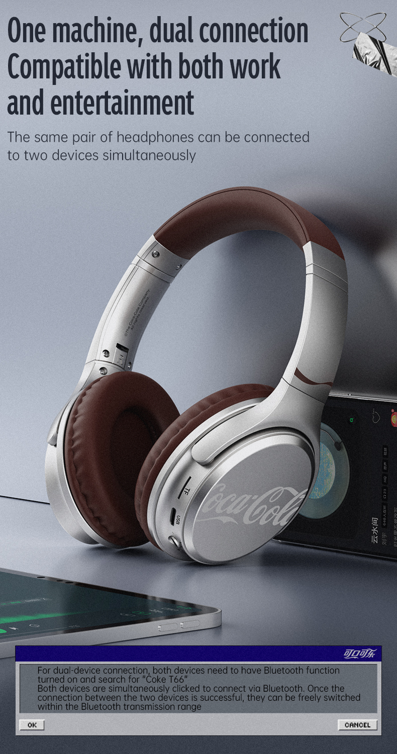 Jual Coca-Cola T66 Retro Pictorial Series Bluetooth Headphones ...