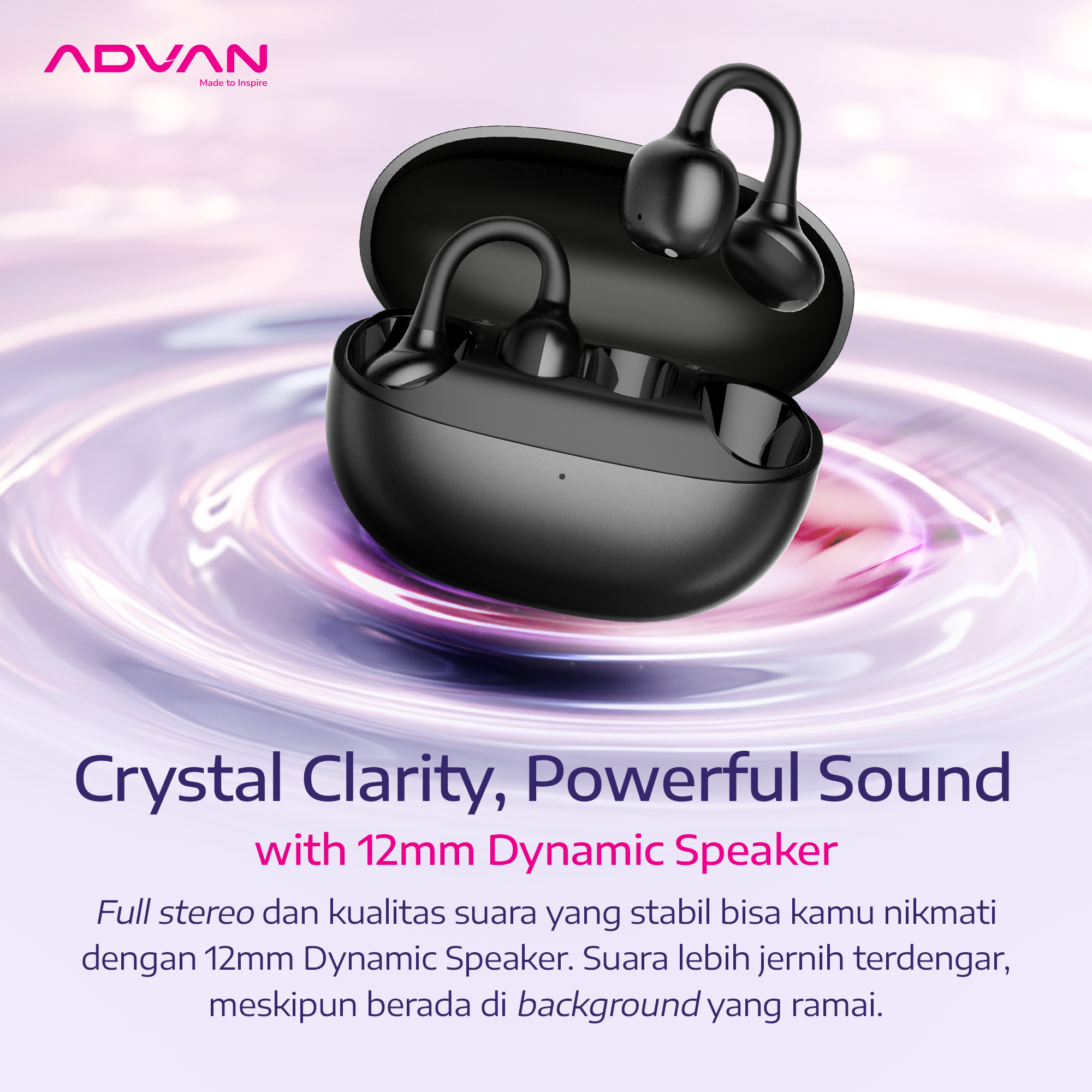 Jual ADVAN TWS Earphone ECLIPSE+ | Open-Ear Wireless | 9 Jam Playtime ...