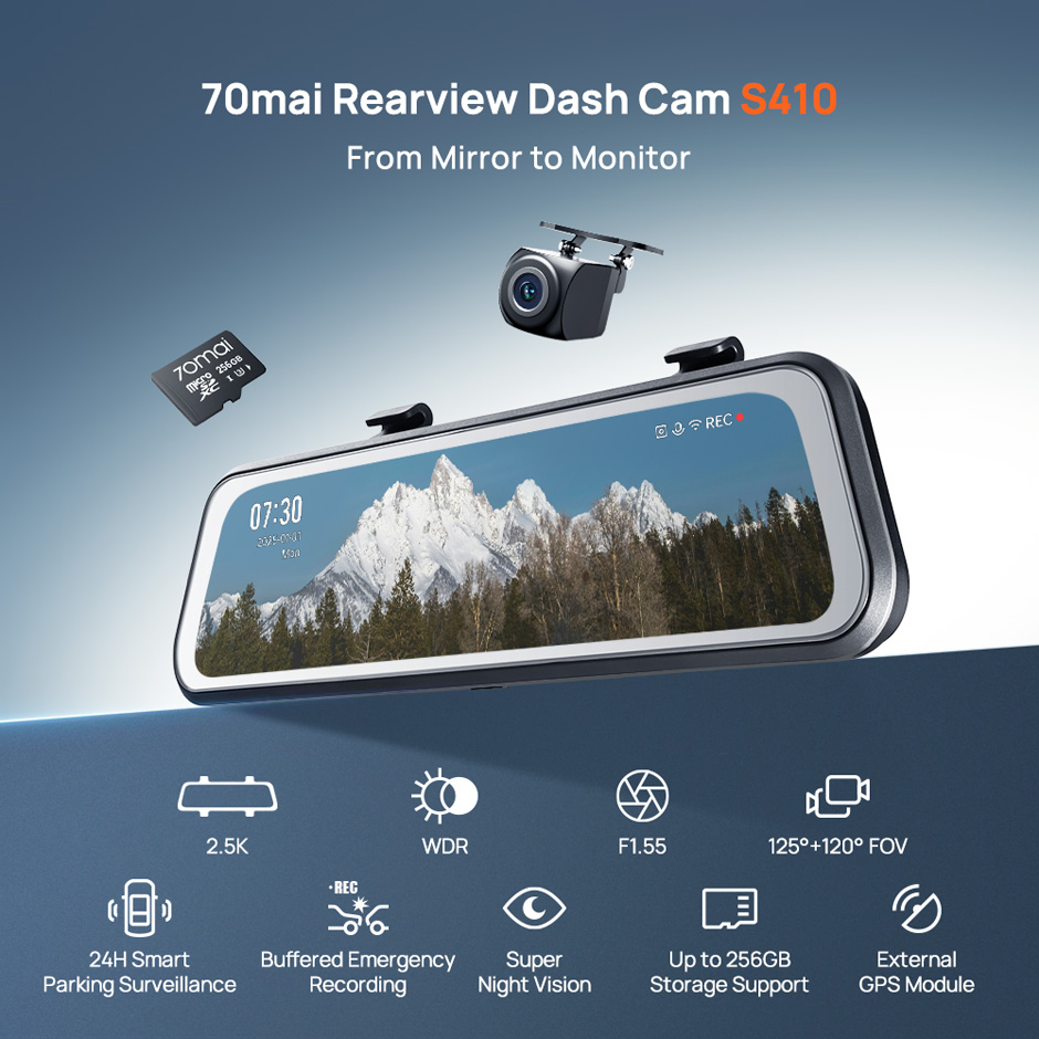 Jual 70mai Dash Cam S410 Set 9.35" Full-Laminated Touch Screen 2.5K ...