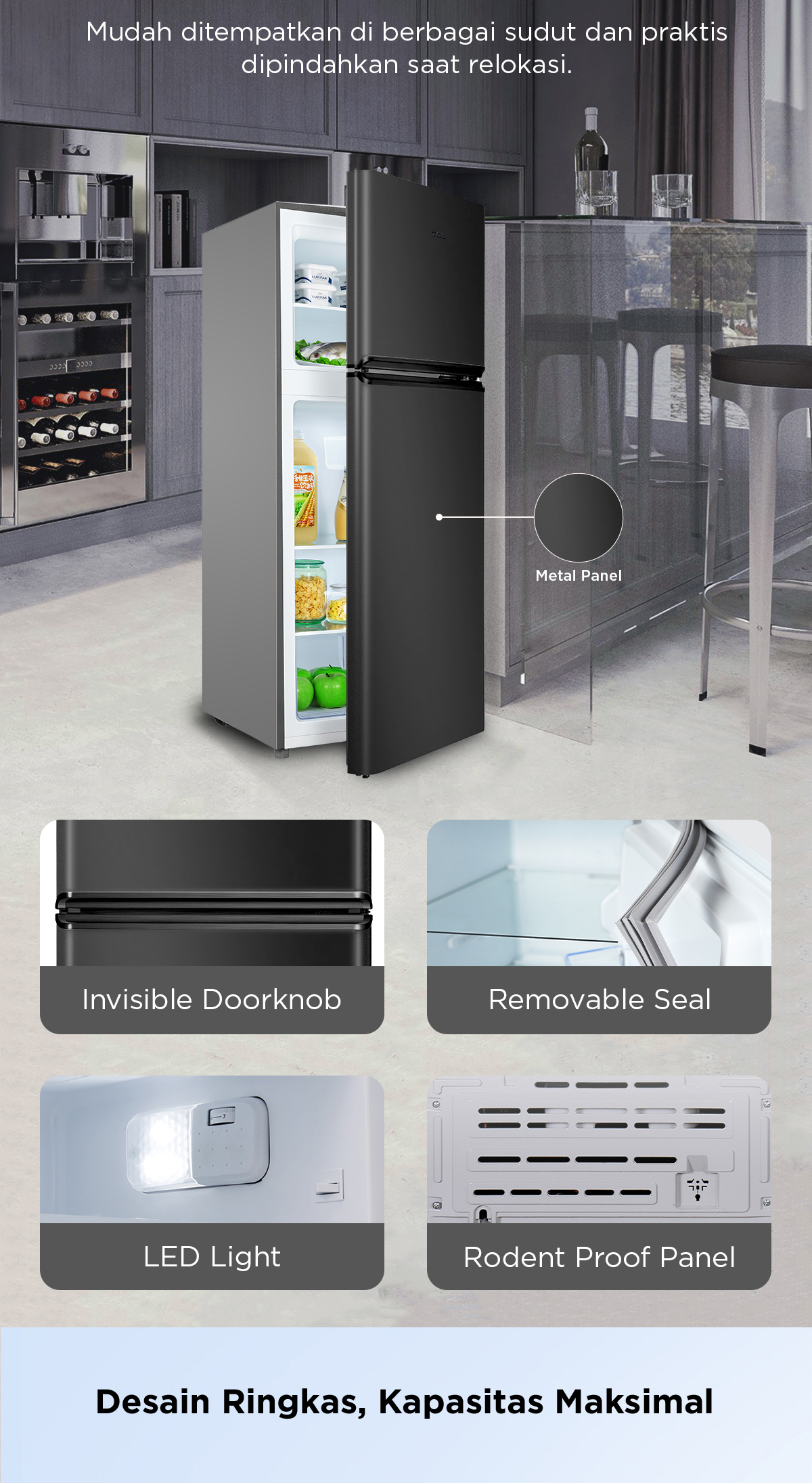 Jual TCL Kulkas 2 Pintu (F130-A50) - Kapasitas 118L - Rak Freezer ...