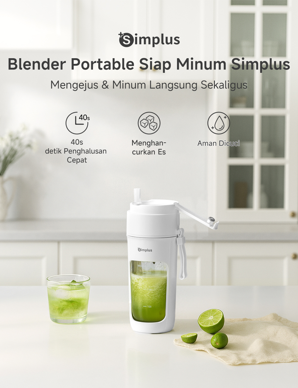 Jual Simplus Juicer Portable Blender Cordless 340ml 10 Bilah baja tahan ...