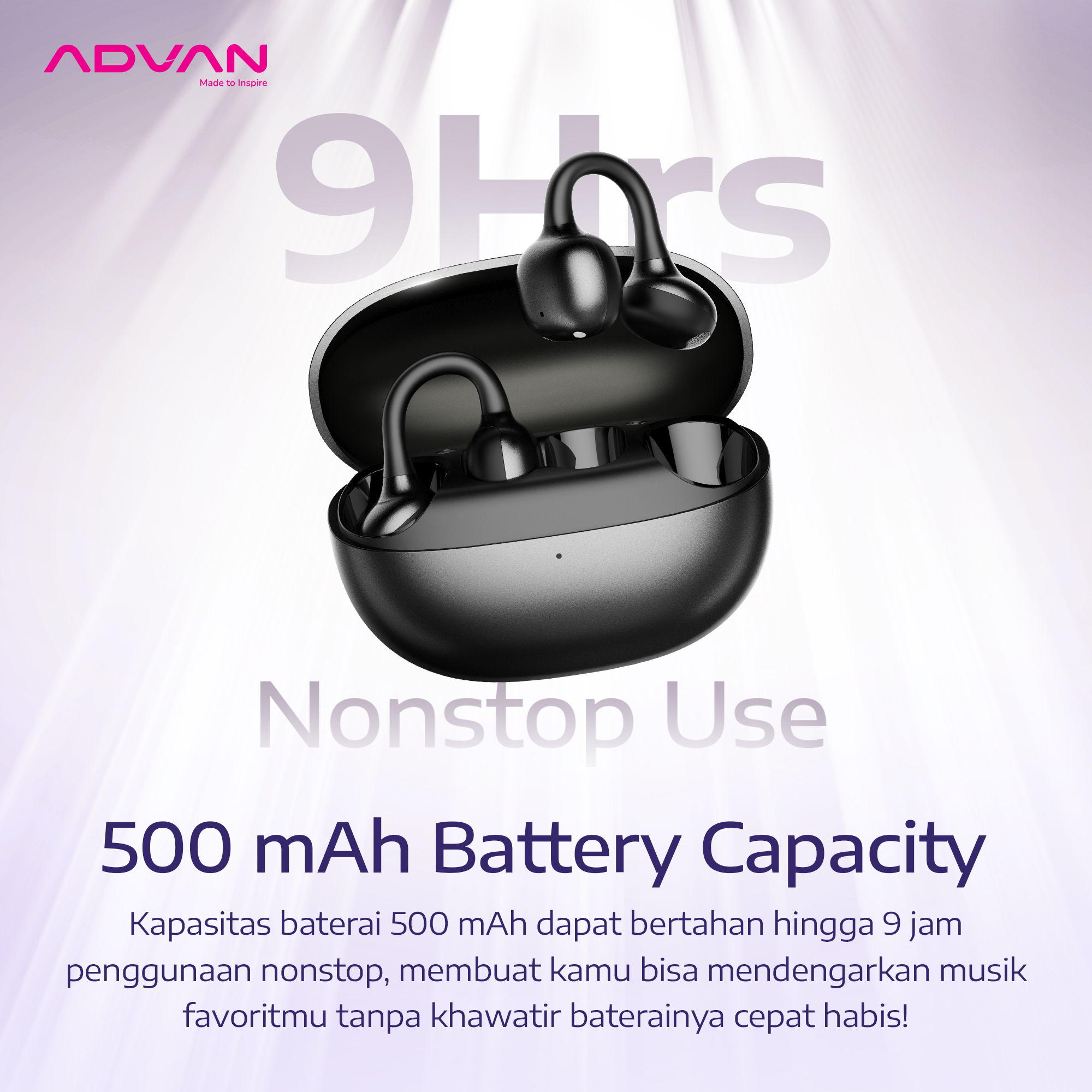 Jual ADVAN TWS ECLIPSE+ | Open-Ear Wireless | 9 Jam Playtime | Original ...