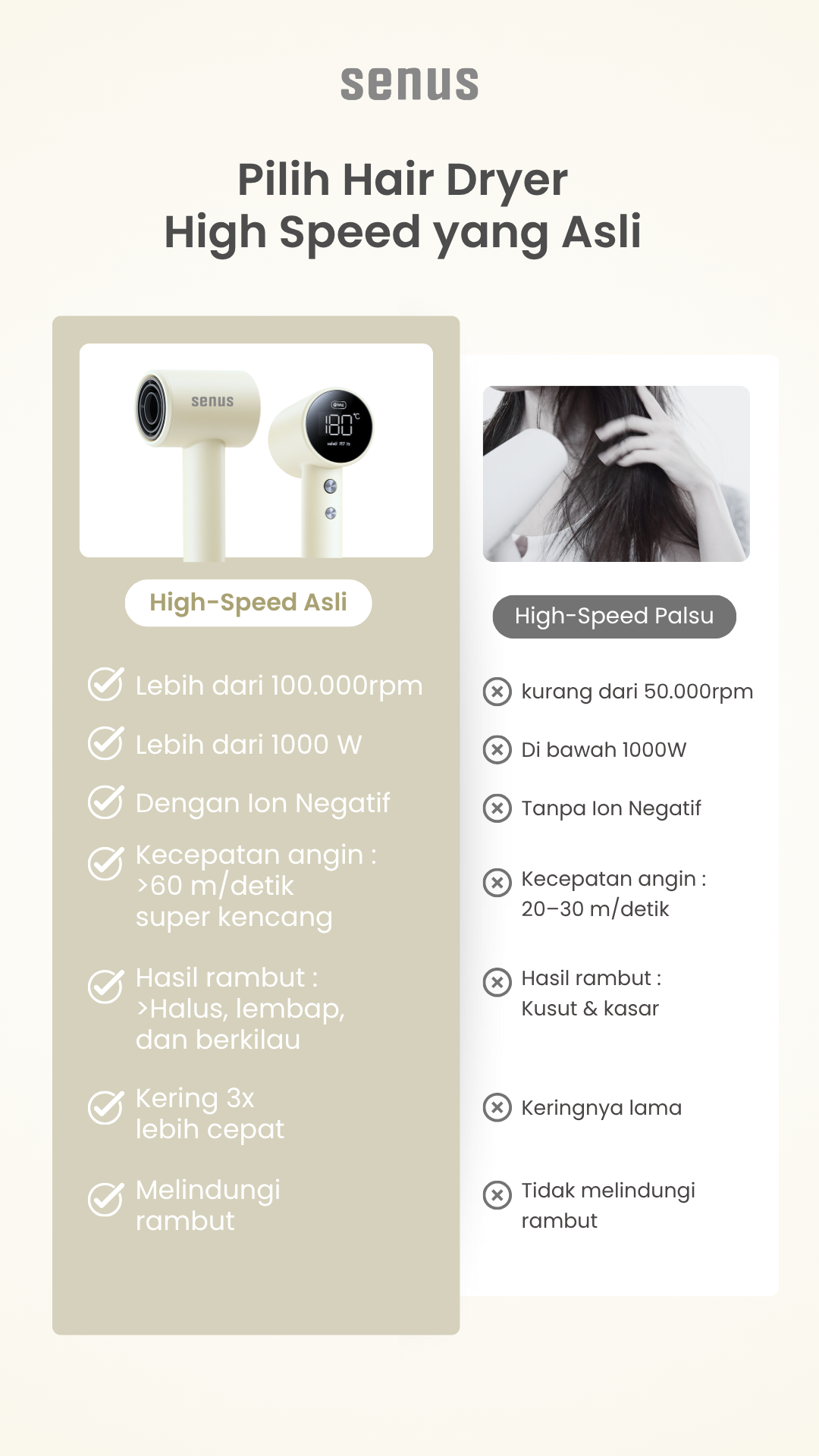 Jual SENUS Airjet Pro Hairdryer | Pengering Rambut High Speed 1600W Ion ...