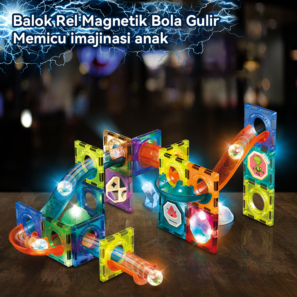 Jual WETECH Magnetic Tiles Light 136pcs Mainan DIY Building Brick 4D ...