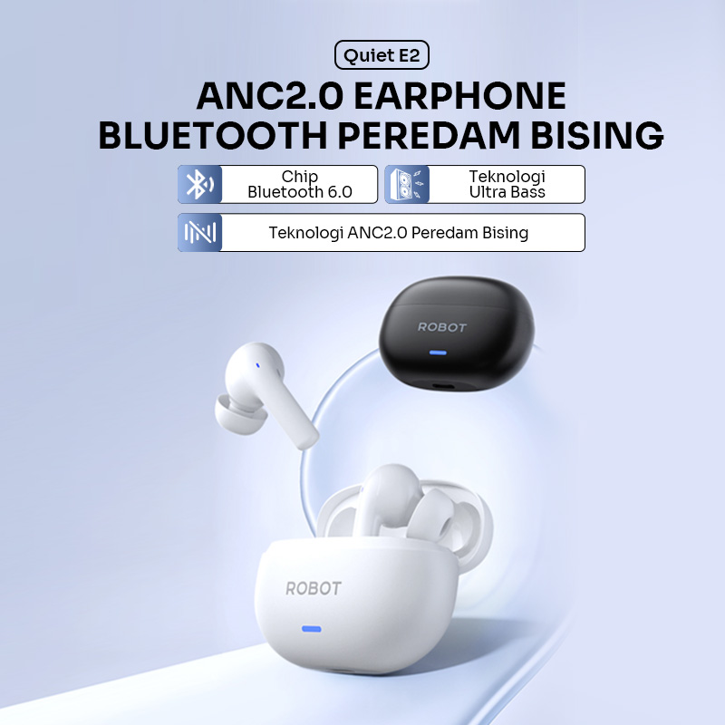 Jual ROBOT New Earphone Bluetooth ANC 2.0 with Bluetooth 6.0 True ...