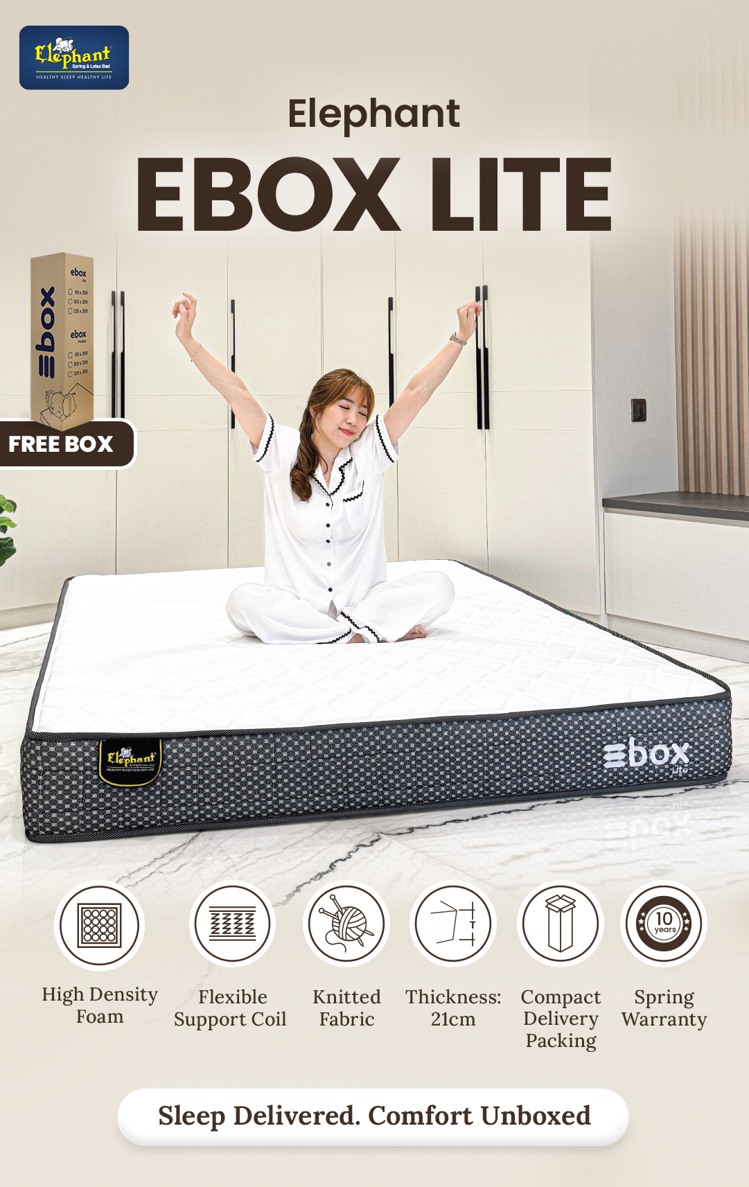 Jual Elephant Ebox Lite Kasur springbed in a box Bonnell Spring ...