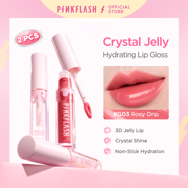 Jual PINKFLASH 2PCS Crystal Jelly Hydrating Lip Gloss Smooth Non-Sticky ...