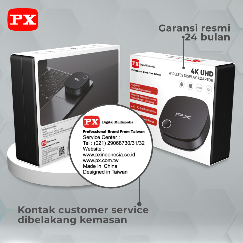 Jual Wireless HDMI Audio Video Receiver Display TV 4K 60Hz PX WFD-4K ...