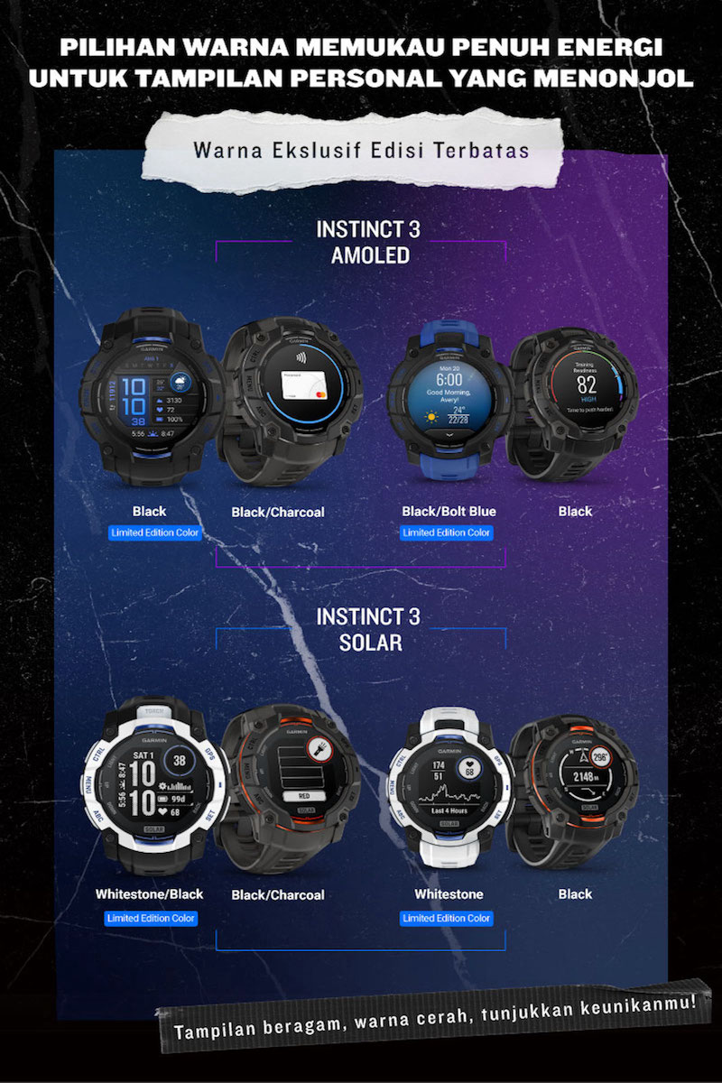 Jual Garmin Instinct 3 Solar 50mm - Whitestone/Black Blue (Supernova ...