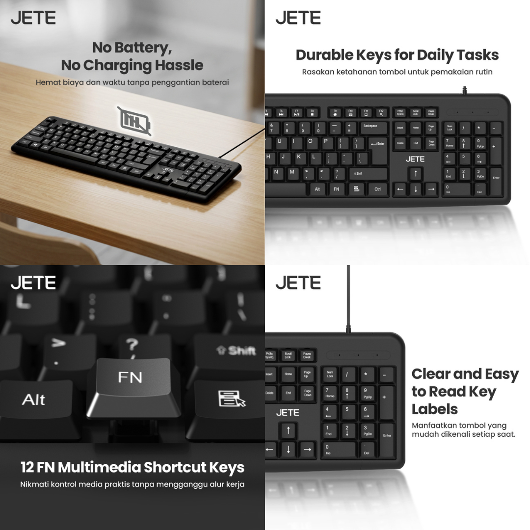 Jual Keyboard JETE KB101 Keyboard Kabel Office kantor Wired USB Cable ...