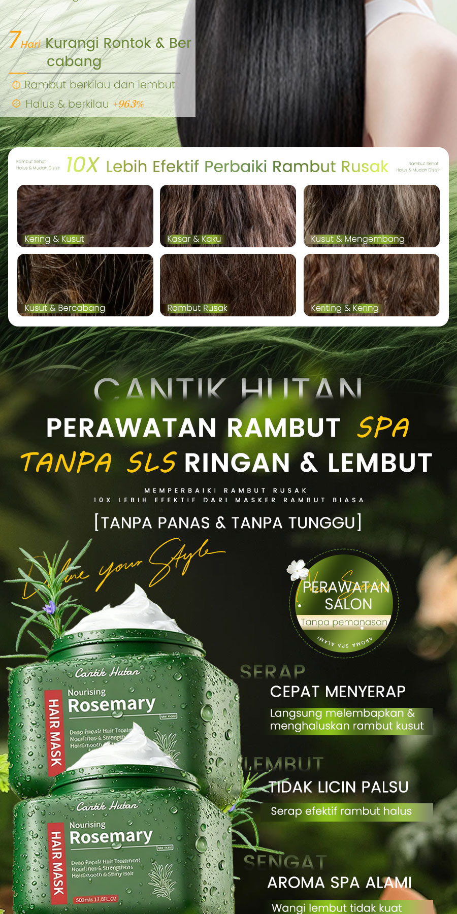 Jual Cantik Hutan Krim Pelurus Rambut Kering & Rusak | Hair Mask ...
