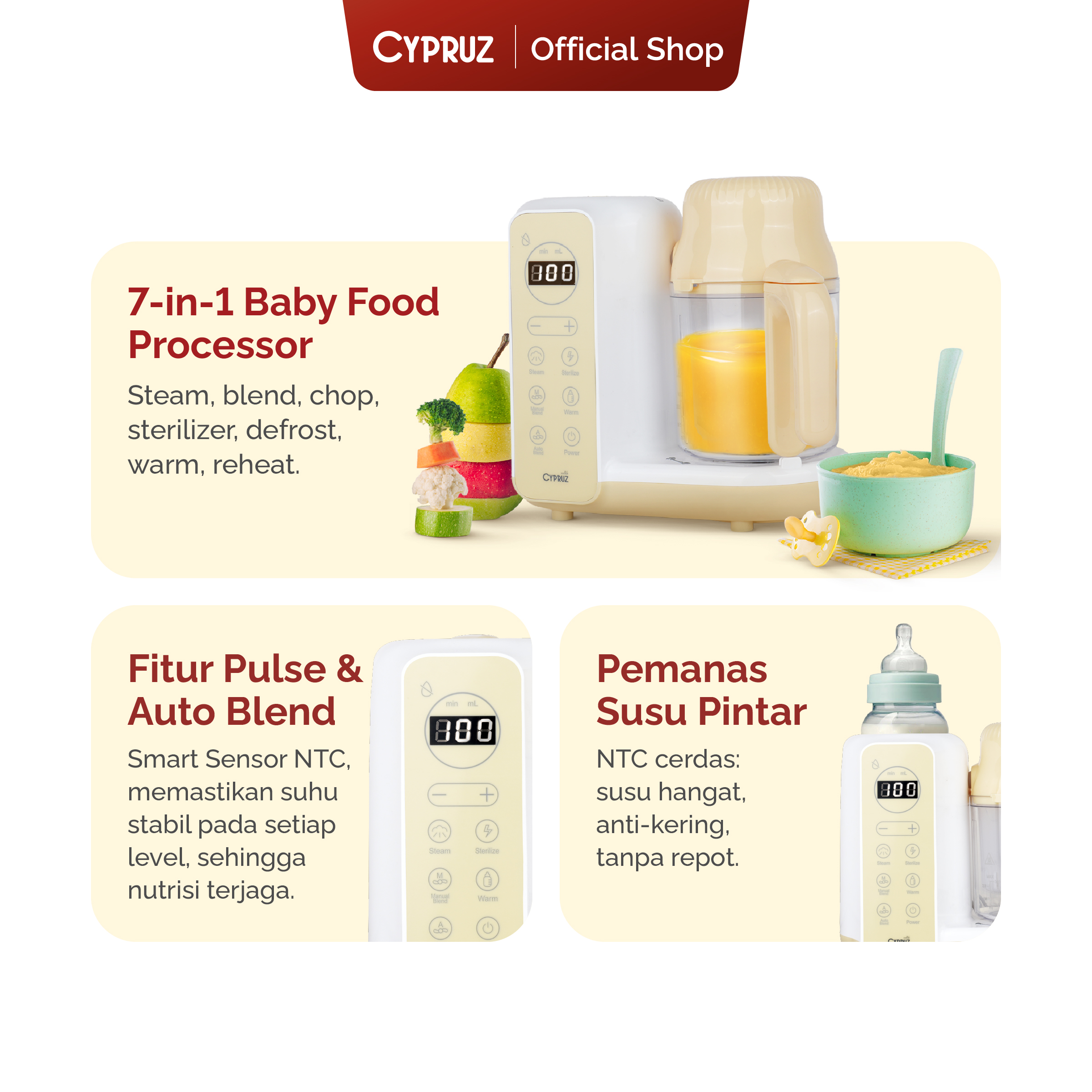 Jual Cypruz Baby Food Processor Alat Pengukus Penghalus Penghangat ...