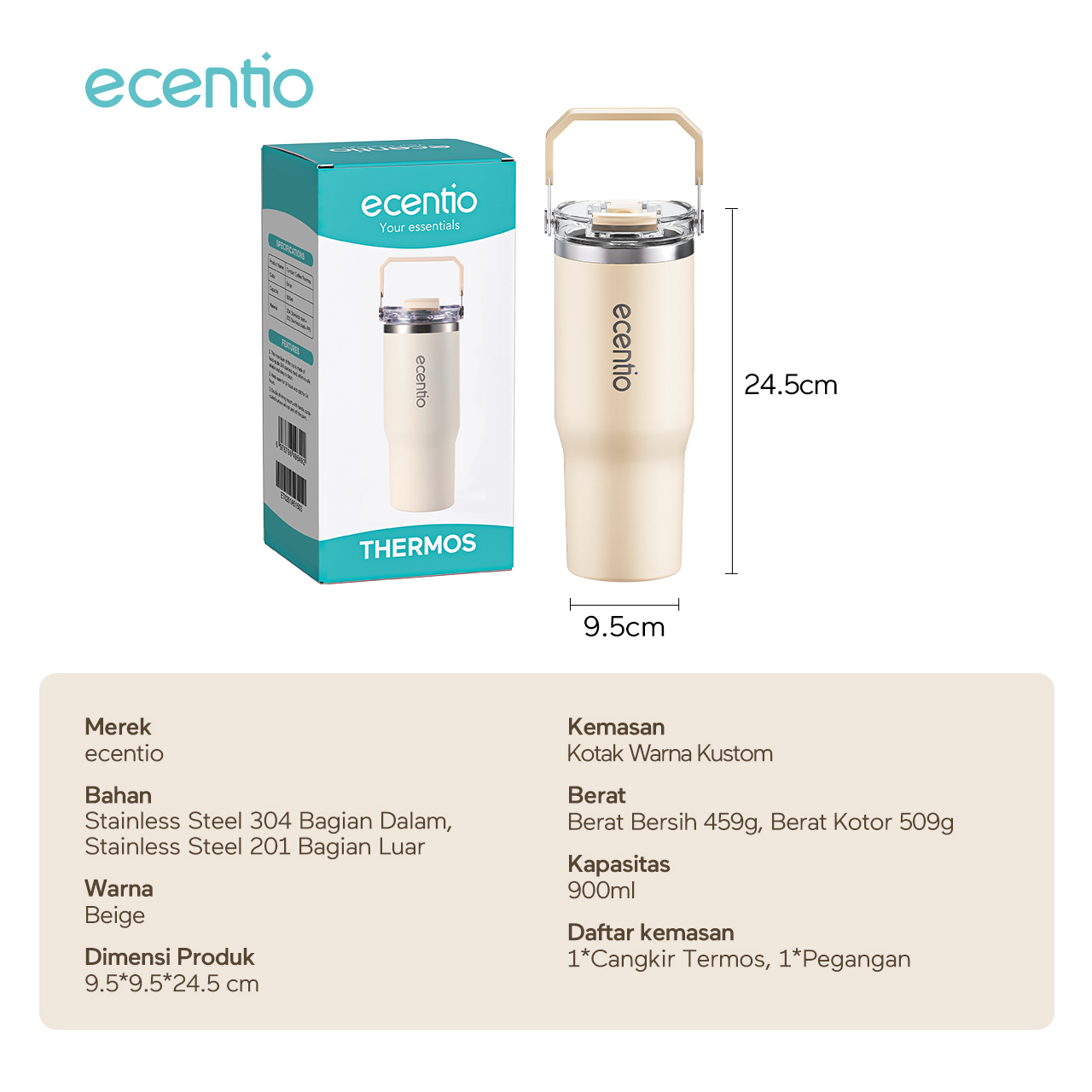 Jual [New year set] ecentio tumbler Stainless 900ml 530ml lunch box ...