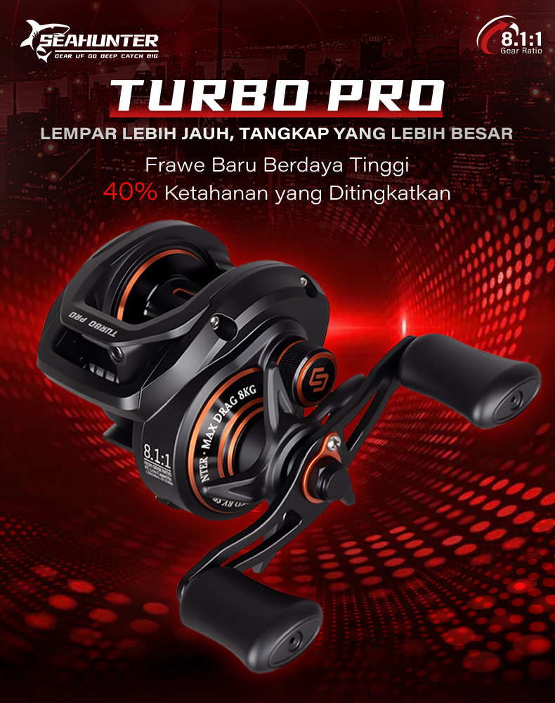 Jual [OFFICIAL] SeaHunter Turbo Pro 8.1:1 Gear Ratio Reel + Cast King ...