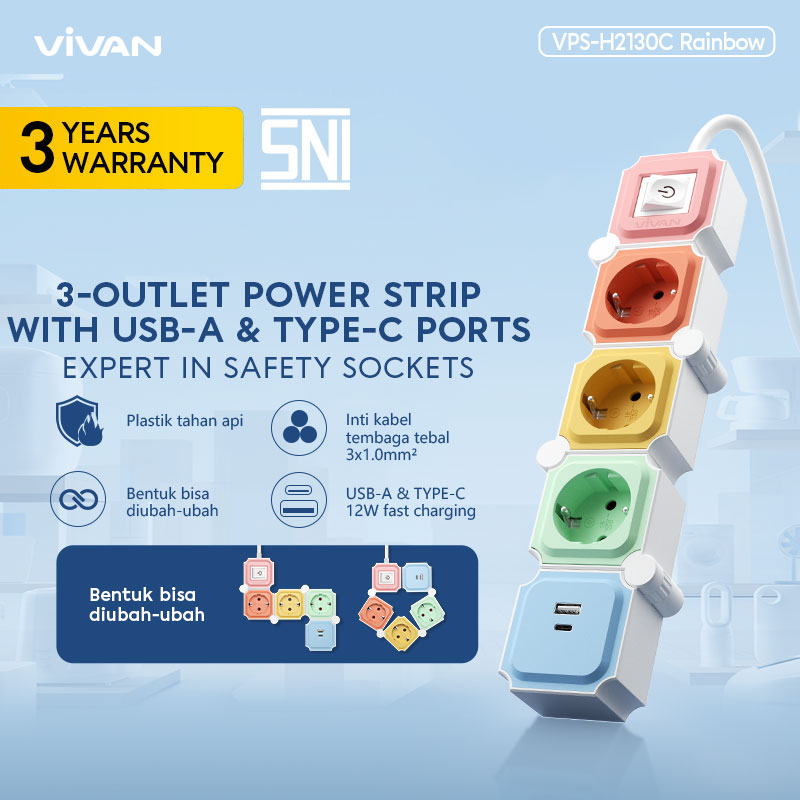 Jual [SNI Tahan Api 750 Derajat] VIVAN Stop Kontak Fleksibel Kabel 3/4 ...