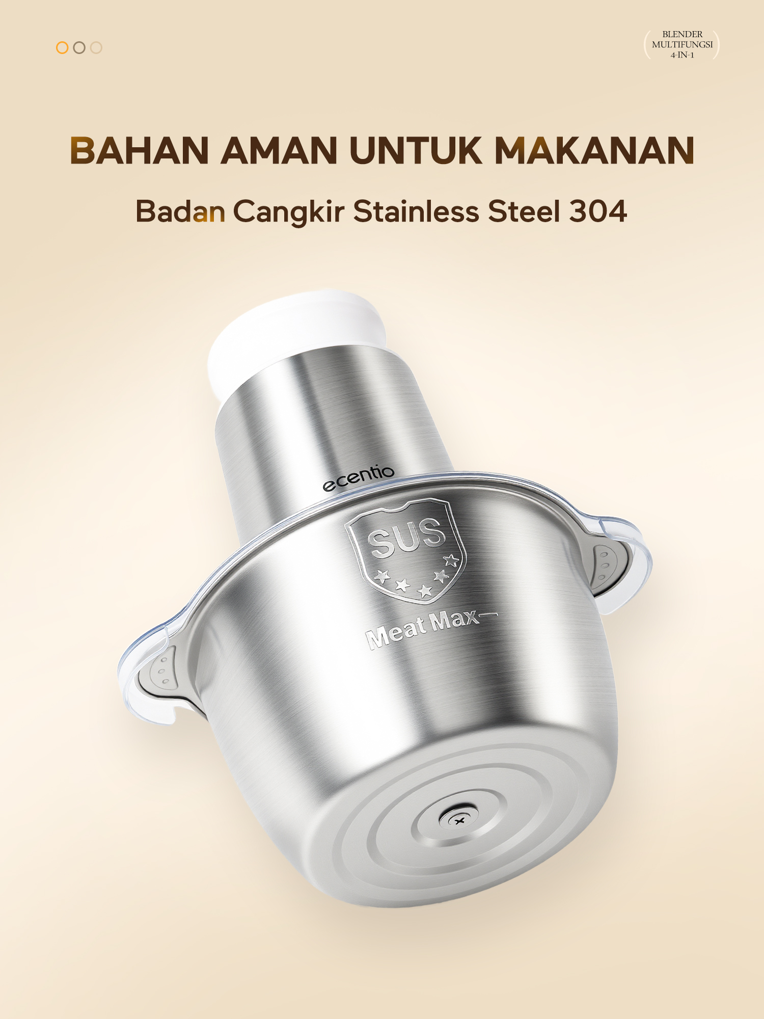 Jual ecentio food chopper stainless coper daging dan bumbu 2L food ...