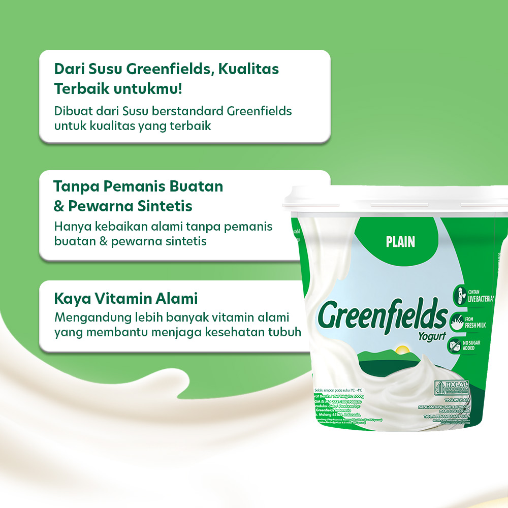 Jual Yogurt Greenfields Plain 1kg | Shopee Indonesia