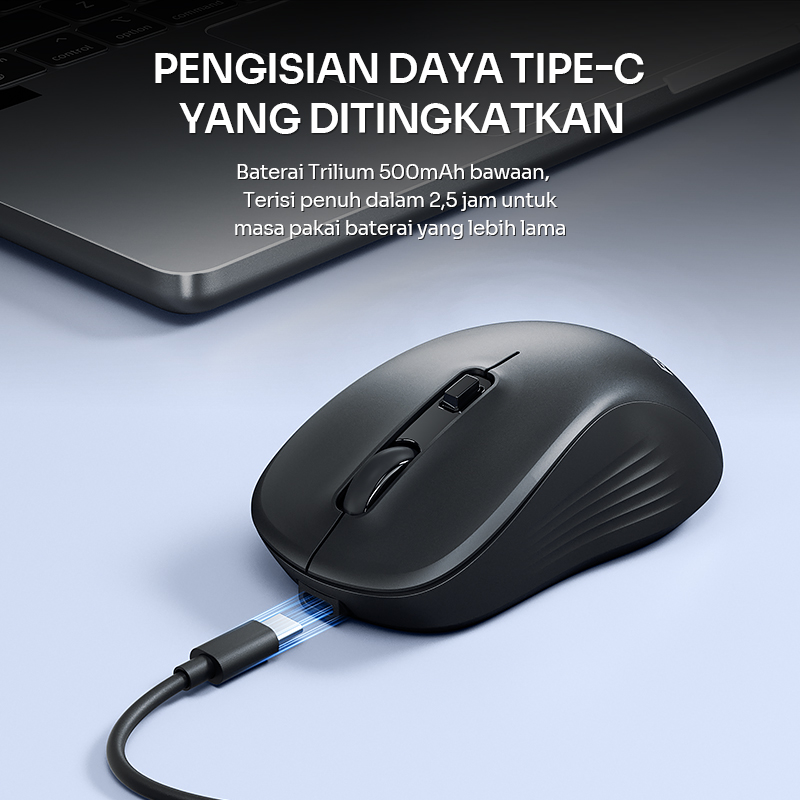 Jual ROBOT Mouse Wireless Silent Klik Rechargeable Koneksi USB 2.4GHz ...