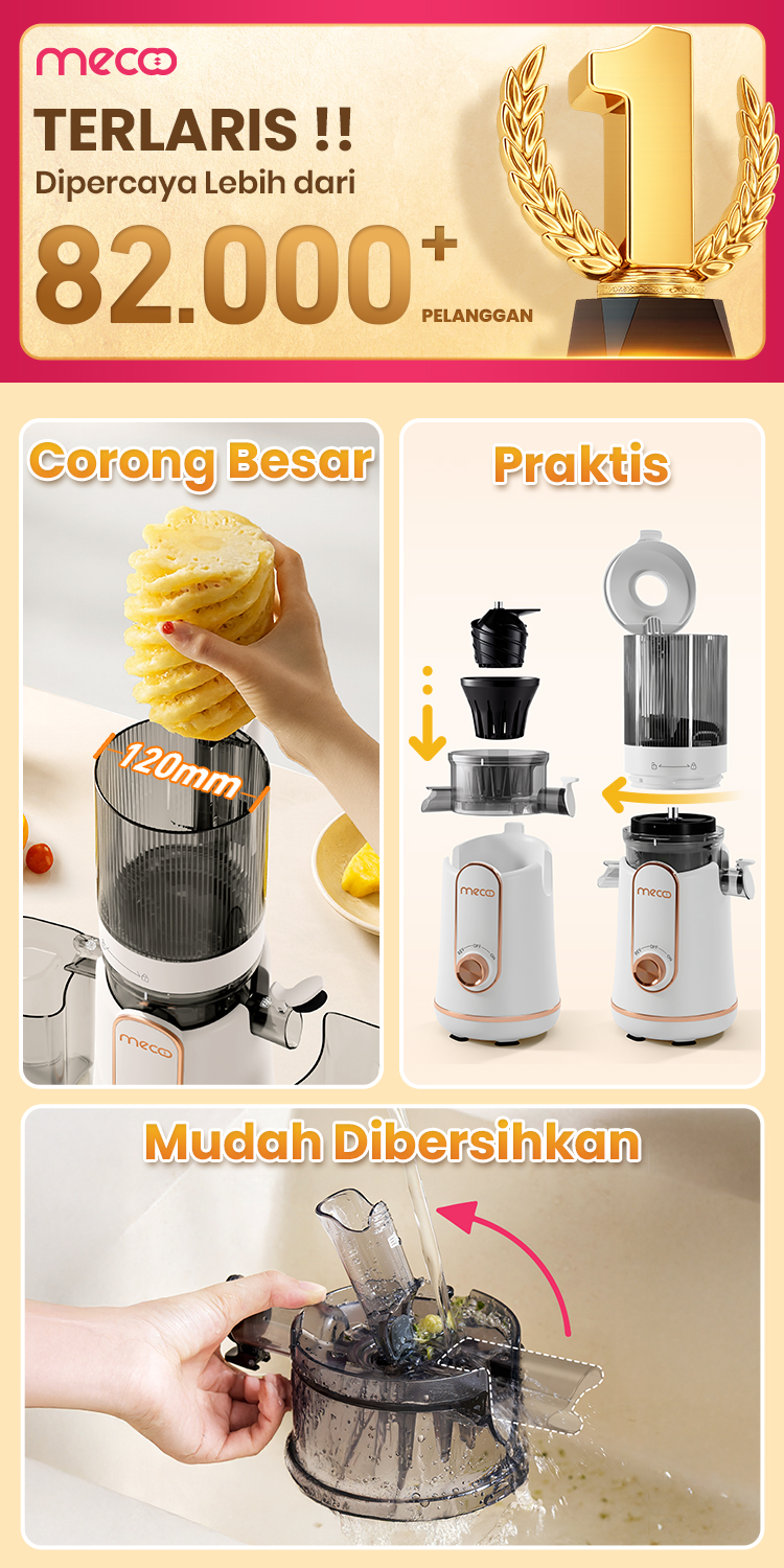 Jual Mecoo Aesthetic Slow Juicer Pro 120mm Extra Big Mouth Extra Easy ...