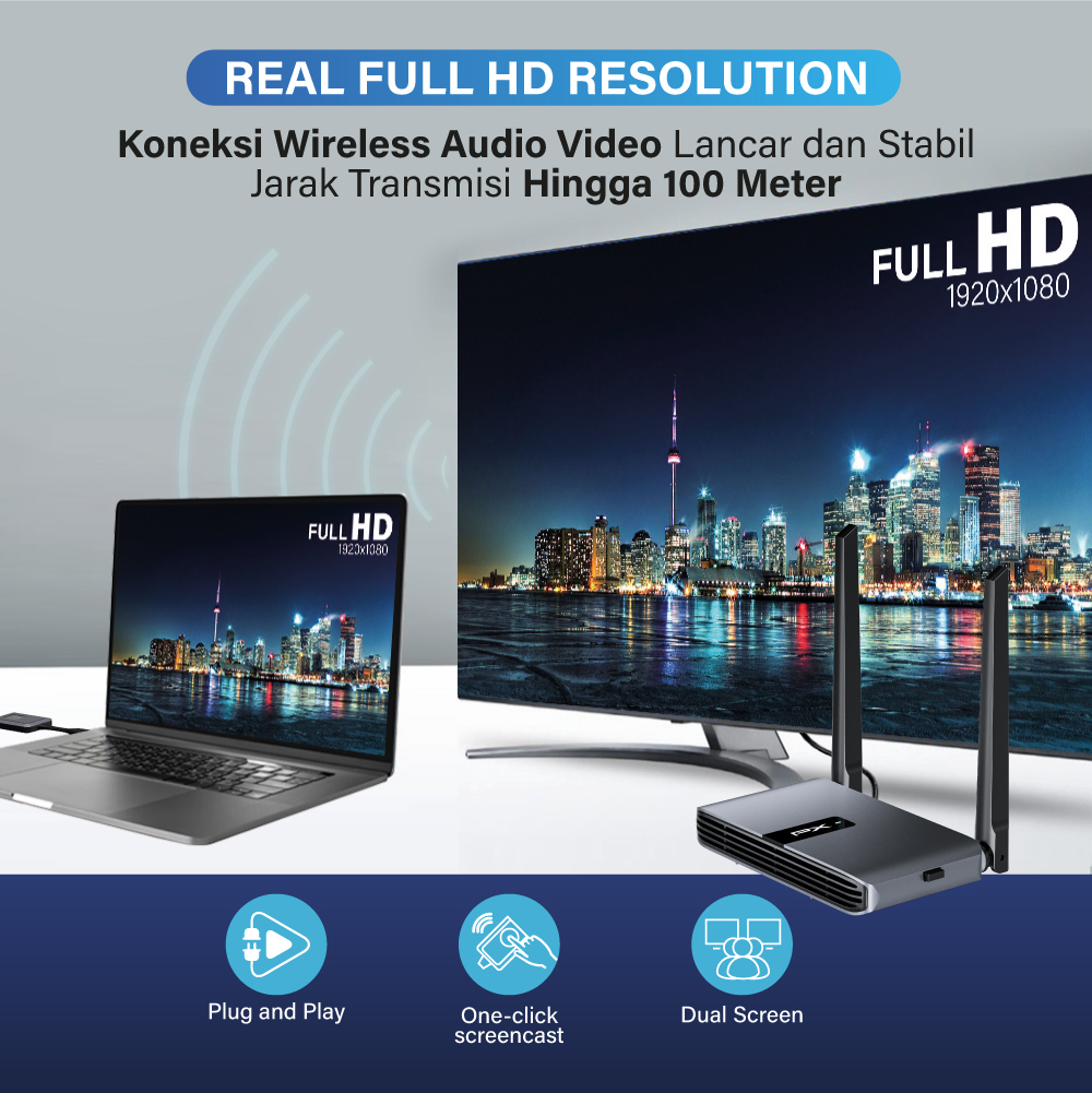 Jual Wireless HDMI Audio Video Transmitter Receiver Display TV PX WTR ...