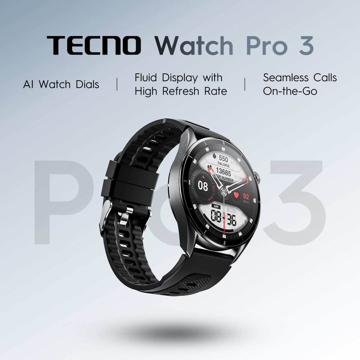 Jual TECNO Watch Pro 3 AI Watch Dials | Fluid Display with High Refresh ...