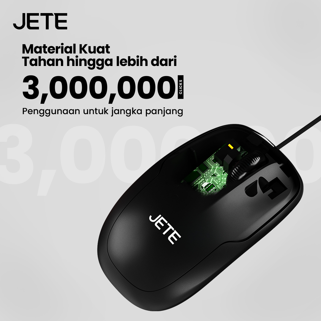 Jual Mouse Kabel JETE MO106 1200 DPI Wired Optical Mouse Kerja Kantor ...