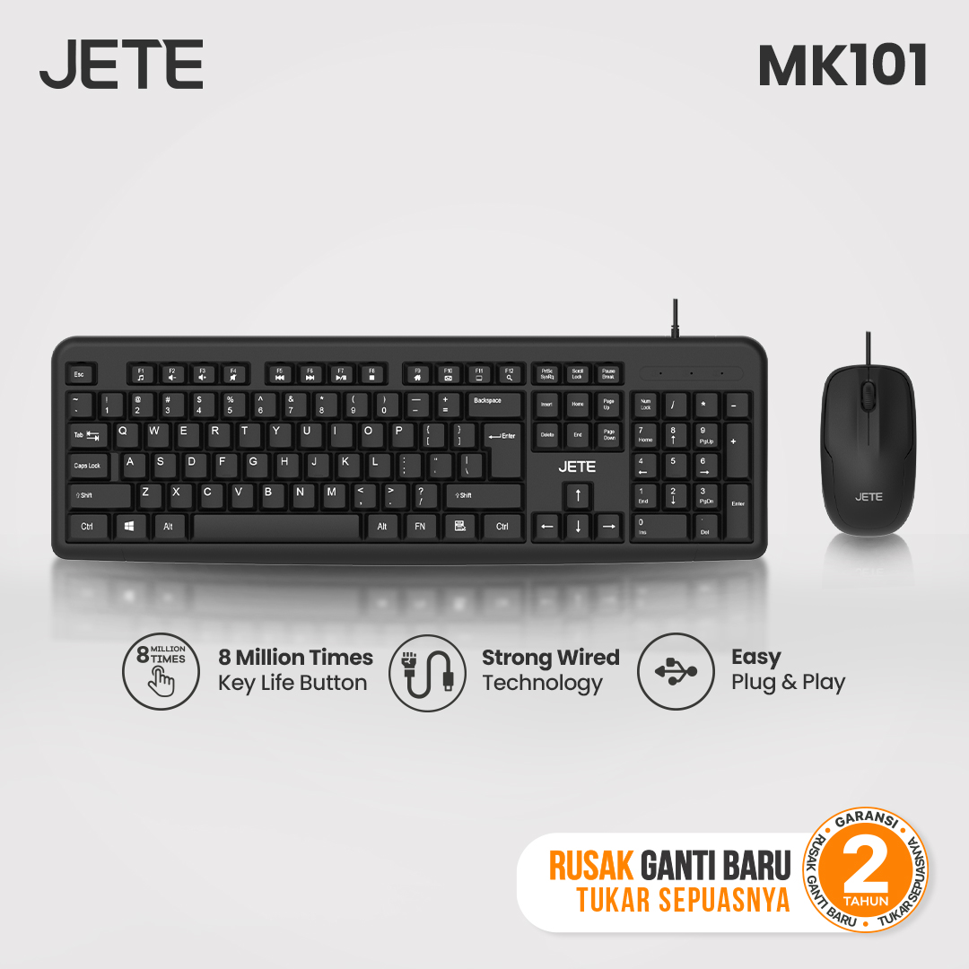 Jual Keyboard Mouse Combo JETE MK101 Keyboard Mouse Kabel 1200 DPI ...