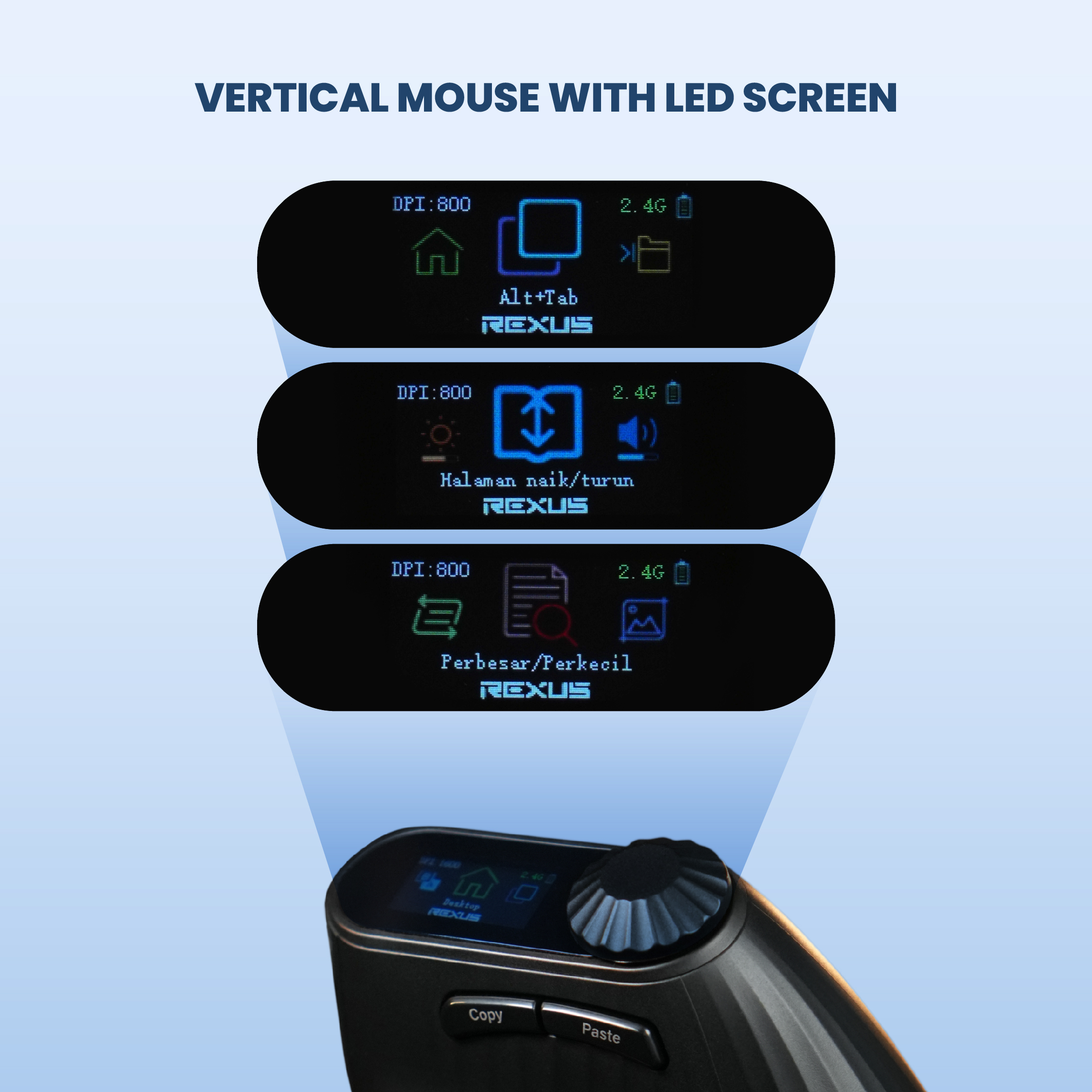 Jual Rexus Clif Pro QV280 Mouse Office Ergonomic Vertical Wireless ...