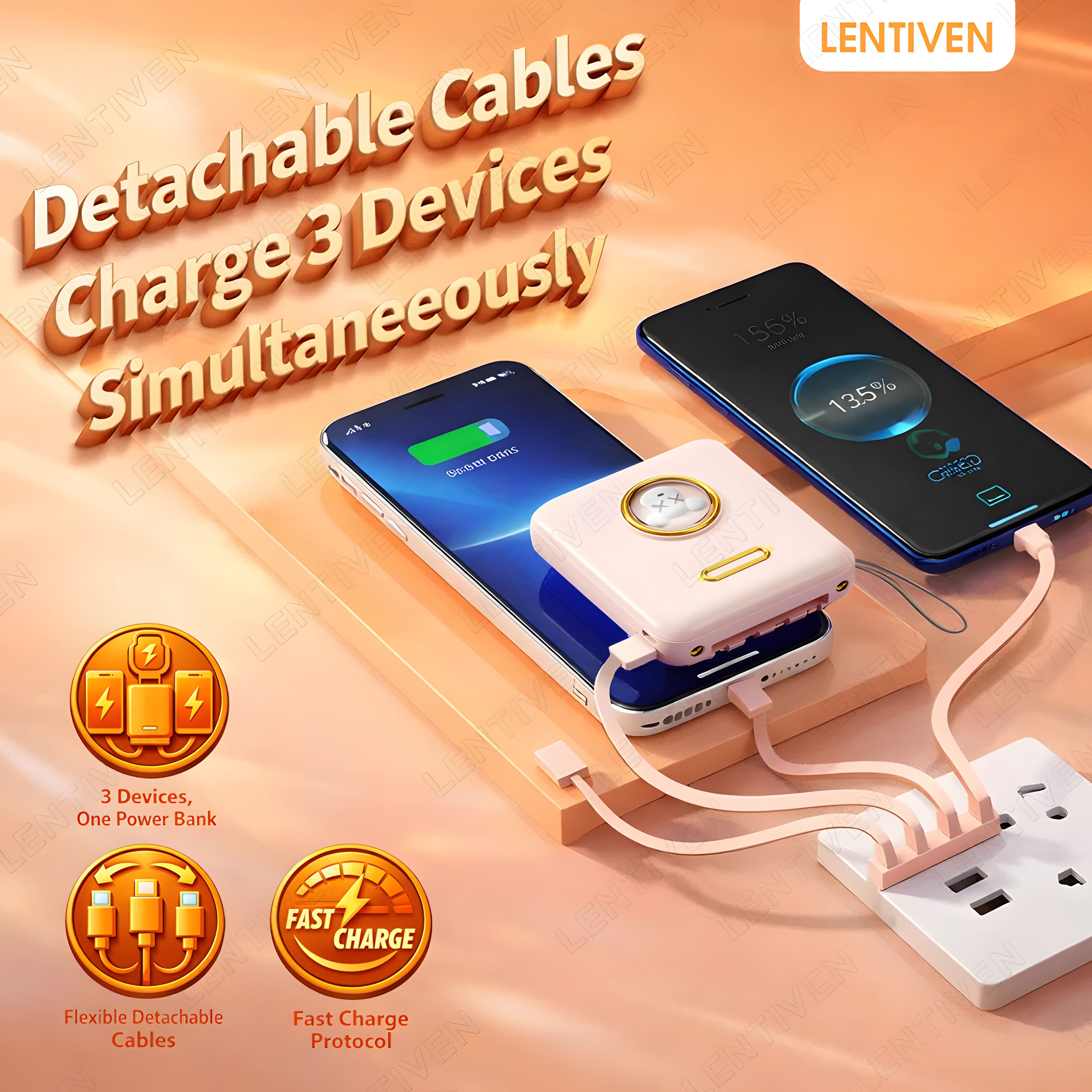 Jual HZSUM LENTIVEN PowerBank 20000mah Mini Size With 4 USB Fast ...