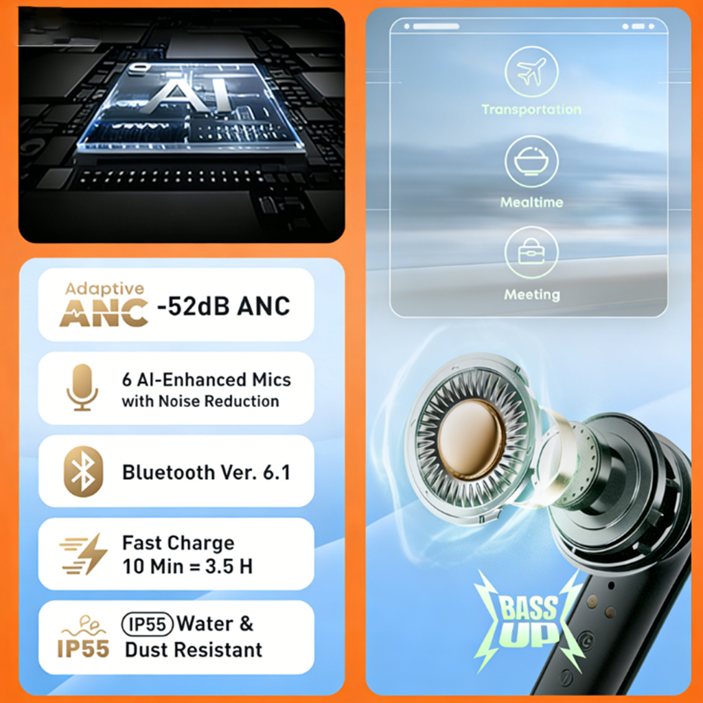 Jual LENTIVEN HEADSET Earbuds TWS Wireless Earphone Bluetooth 5.4 Hi ...