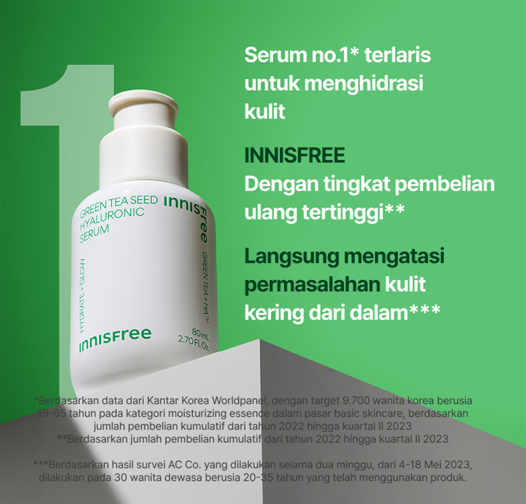 Jual Innisfree Green Tea Seed Hyaluronic Serum / Serum untuk Kulit ...