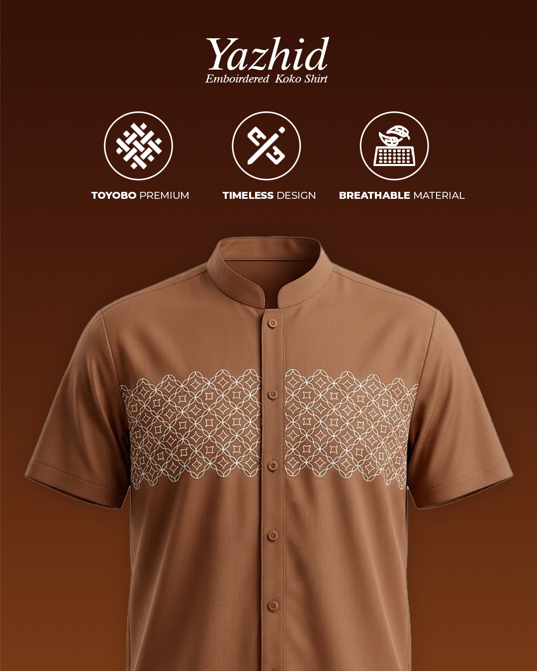 Jual BAPIN Koko Bordir Lengan Pendek Pria Yazhid - Baju Koko Kerah ...