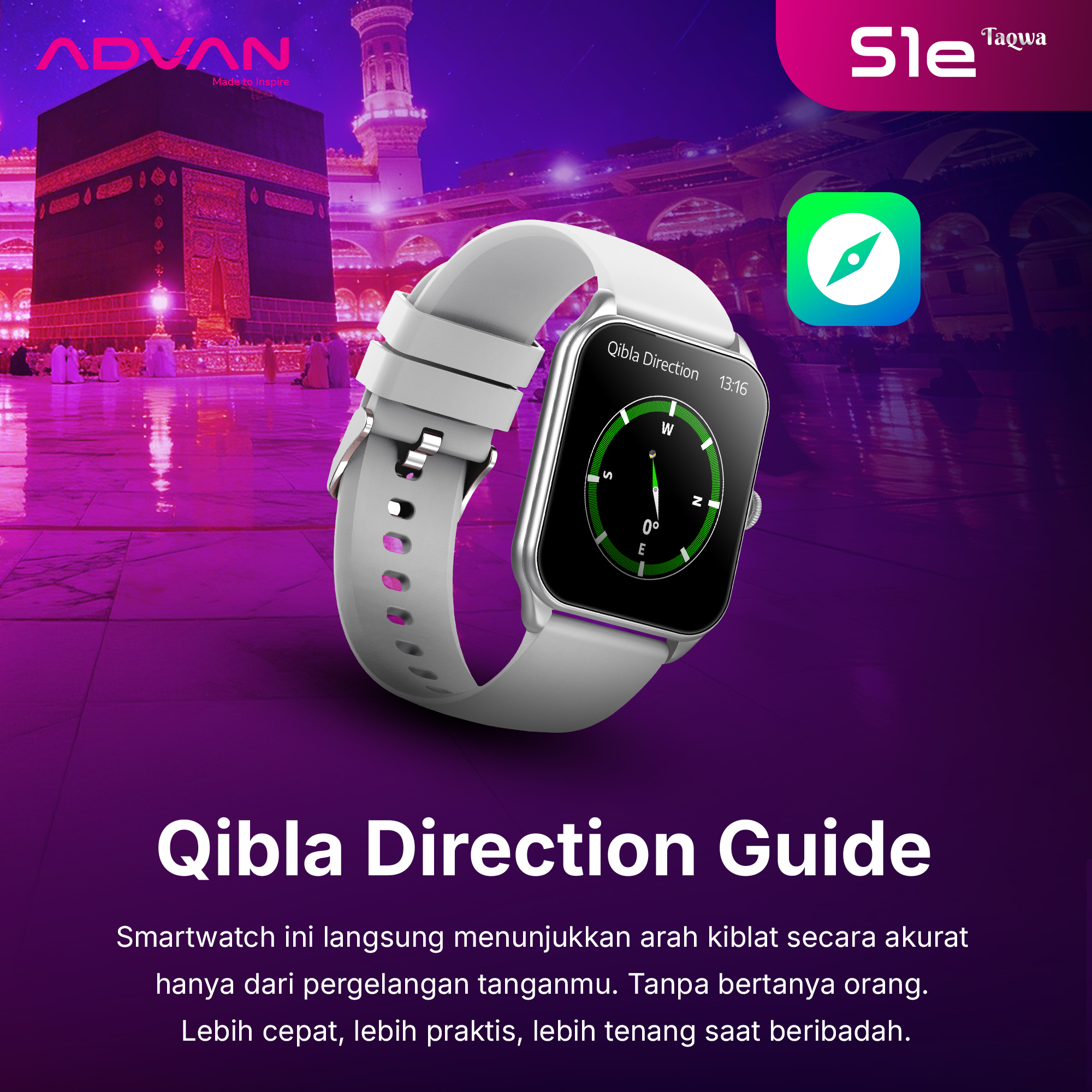 Jual [NEW LAUNCH] ADVAN Smartwatch S1e Taqwa | Pengingat Solat dan Arah ...