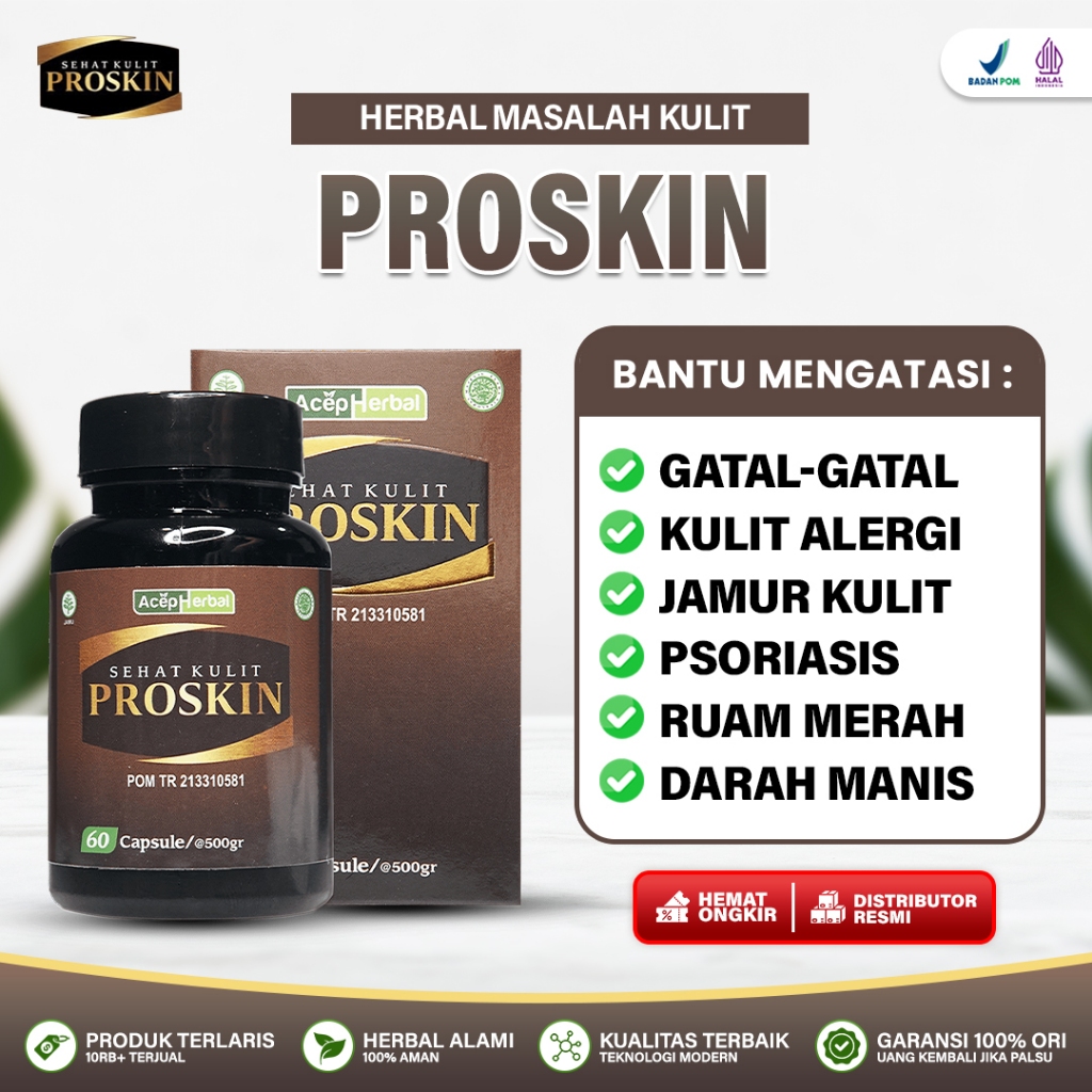 Jual PROSKIN Obat Herpes Kulit Genital Zoster Gatal Berair Herbal 60 ...