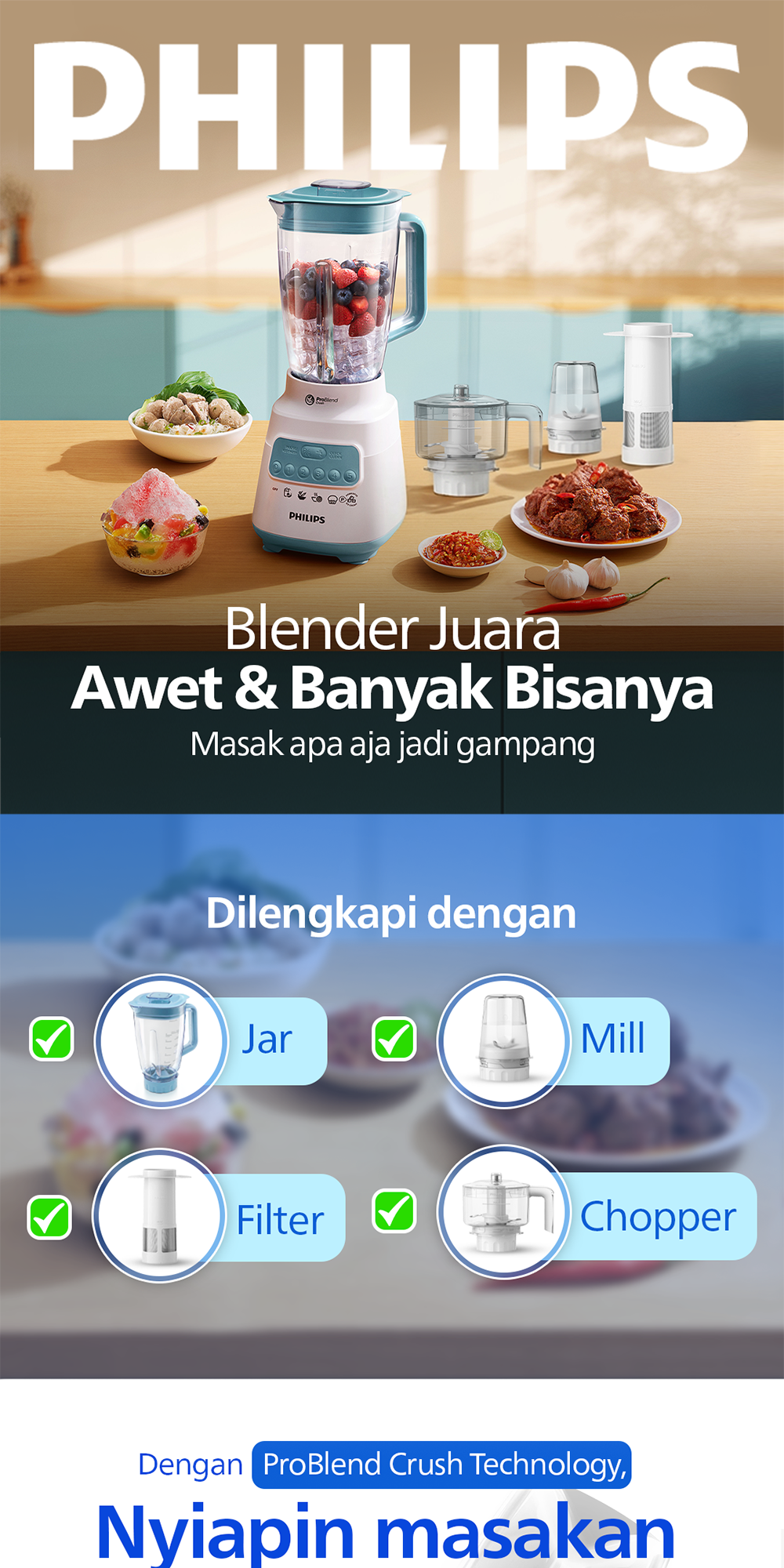 Jual Blender Philips Plastik 2 liter - 5000 Series HR2223/60 - Blender ...