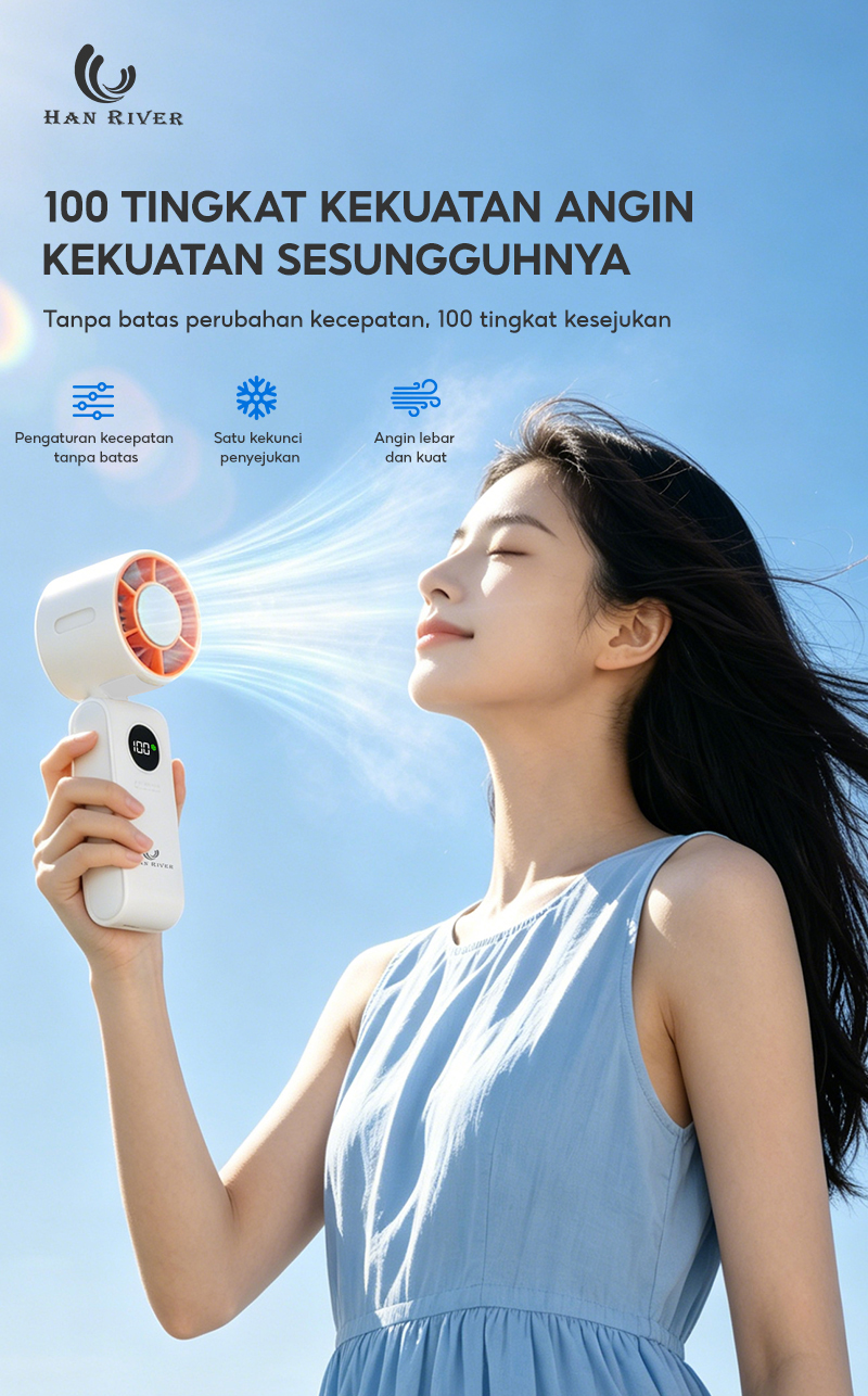 Jual HAN RIVER Kipas Angin Portable 119 Level Angin Baterai Hingga 15 ...