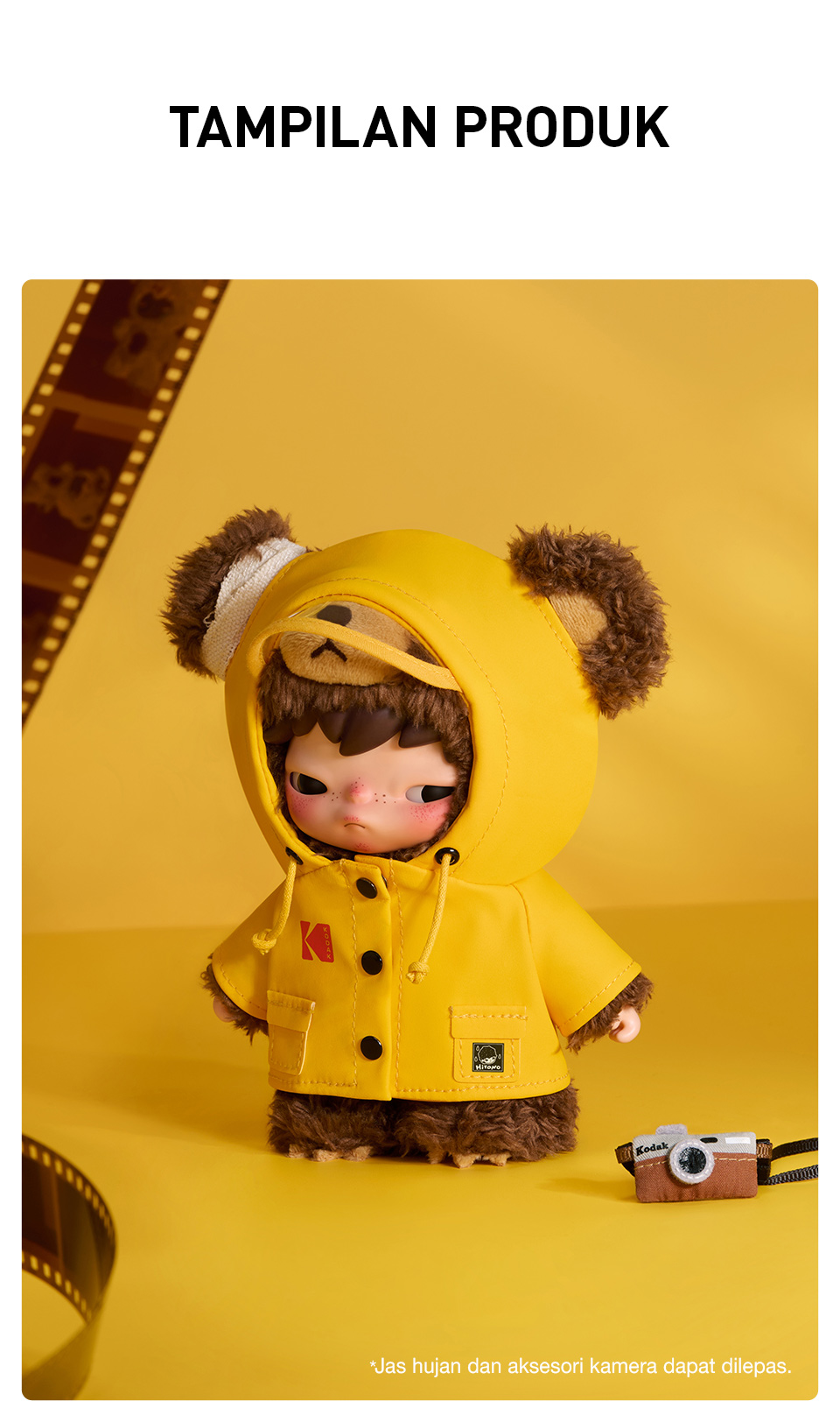 Jual POP MART Hirono x Kodak Click Bear Plush Doll Pendant Action ...
