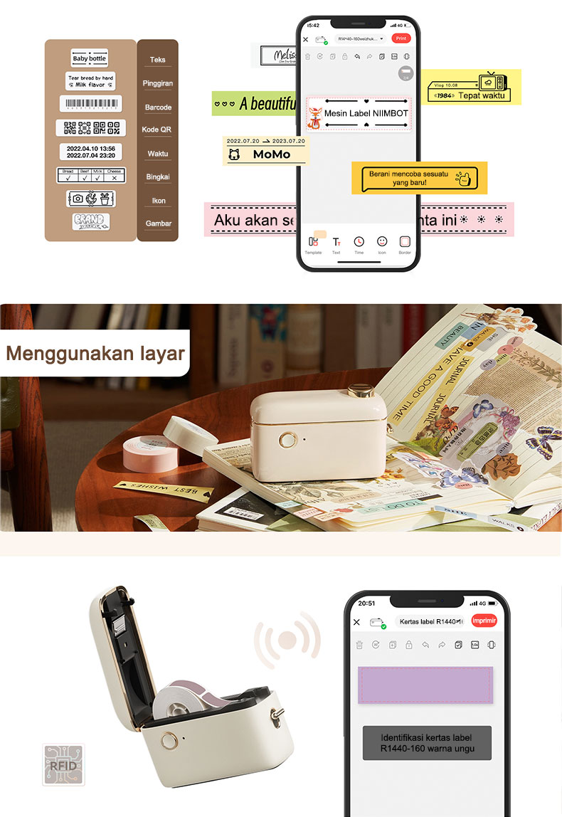 Jual NIIMBOT H1S Printer Label Bluetooth Portabel, Printer Label Mini ...