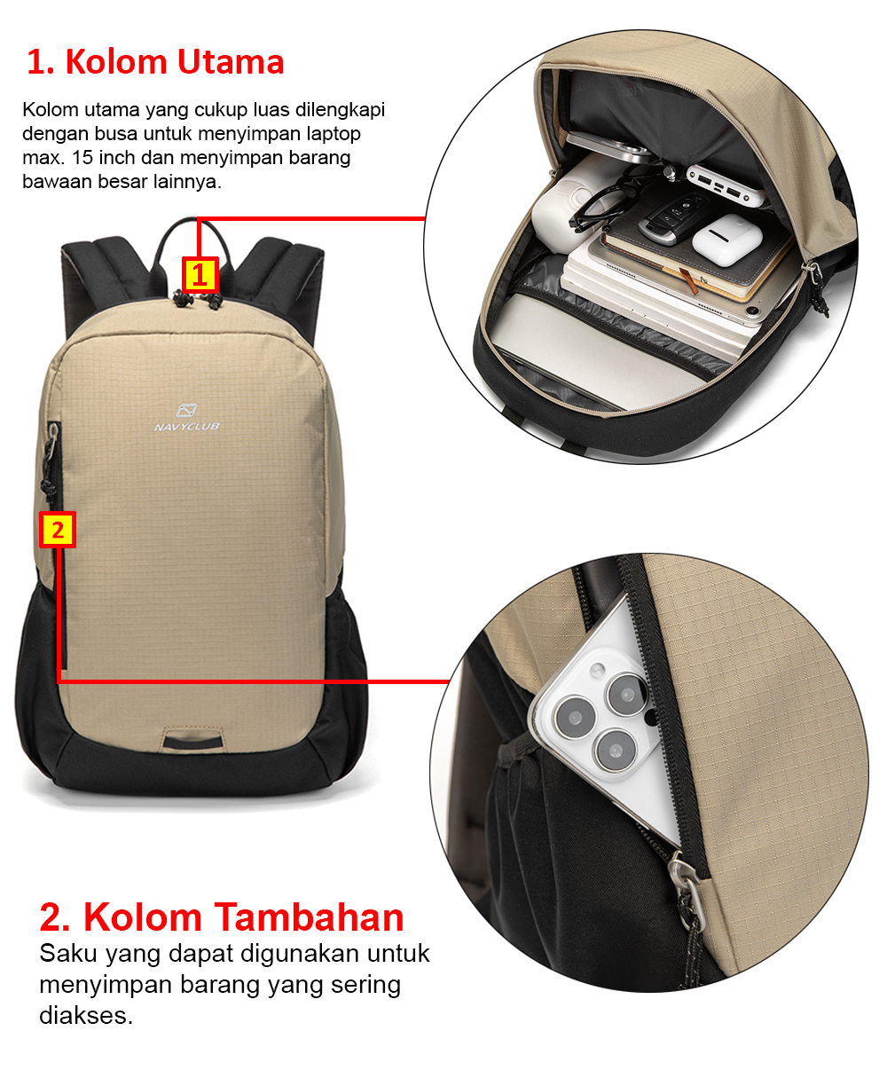 Jual Navy Club Tas Ransel Laptop ICH - Backpack Daypack Up to 14 Inch ...