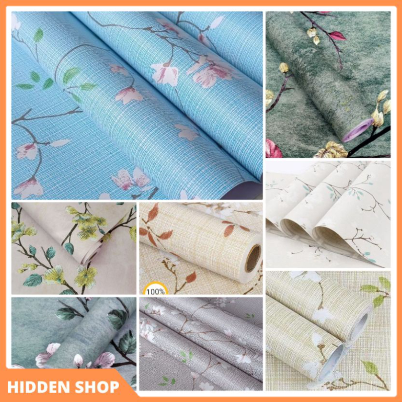 Jual Wallpaper Dinding Sticker Dinding Bunga Sakura Daun Hijau Ruang Tamu Premium Kekinian Kamar ...
