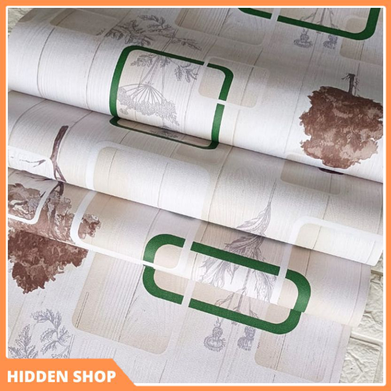 Jual Wallpaper Dinding Kayu kotak Hijau Pohon Mewah Elegan Premium Kekinian Ruang Tamu Kamar ...