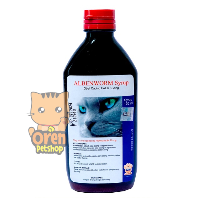 Jual Obat Cacing Syrup Kucing Albenworm 120ML Sirup Alben Worm Raid All ...