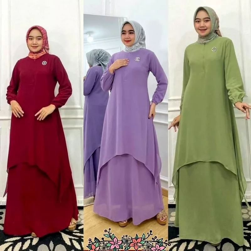 Jual GAMIS MALAYSIA 2 LAYER DOUBLE//BELAH SAMPING BUSUI FRIENDLY//High ...
