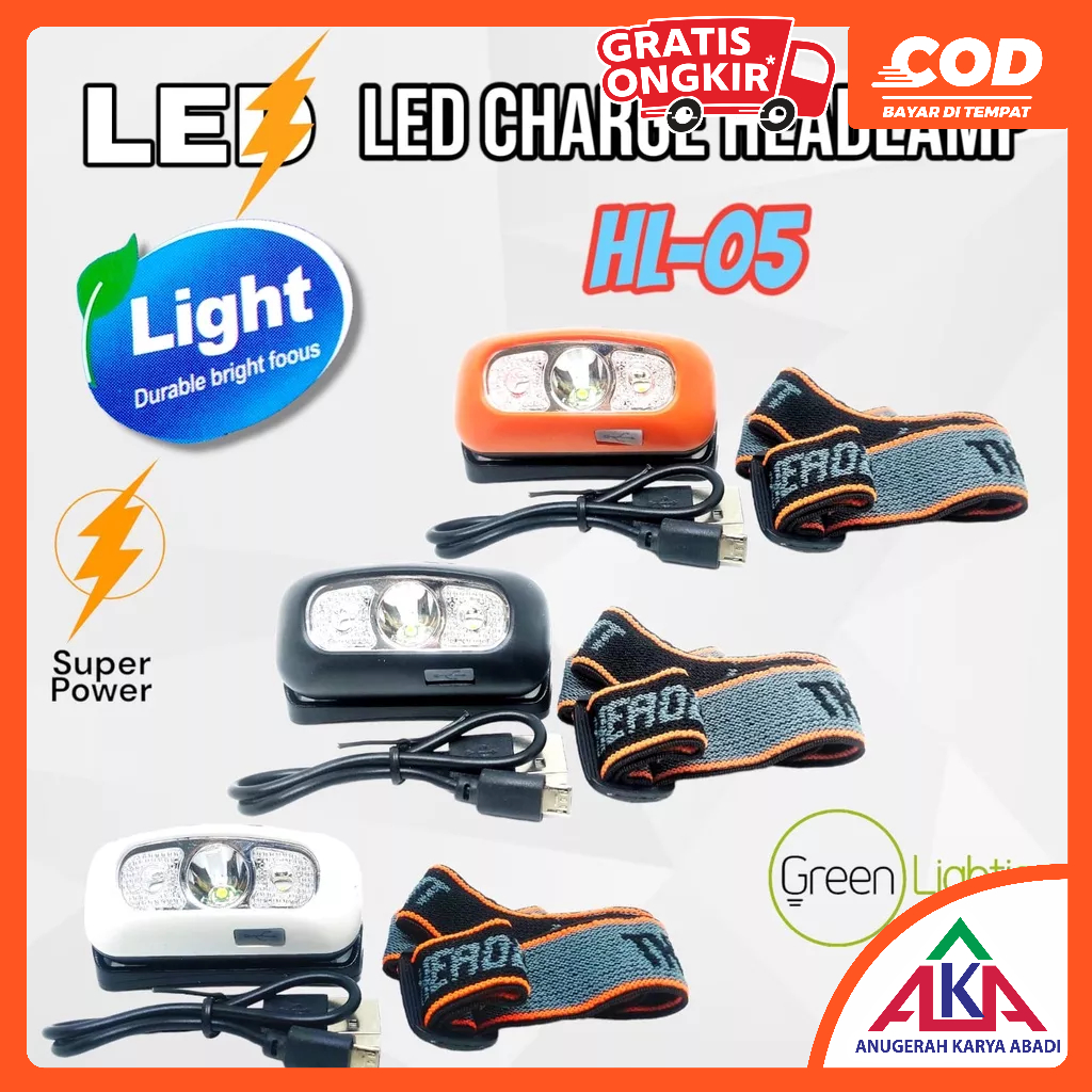 Jual LED Charge Headlamp HL-05 Senter Kepala Rechargeable Outdoor - Warna Random | Shopee Indonesia