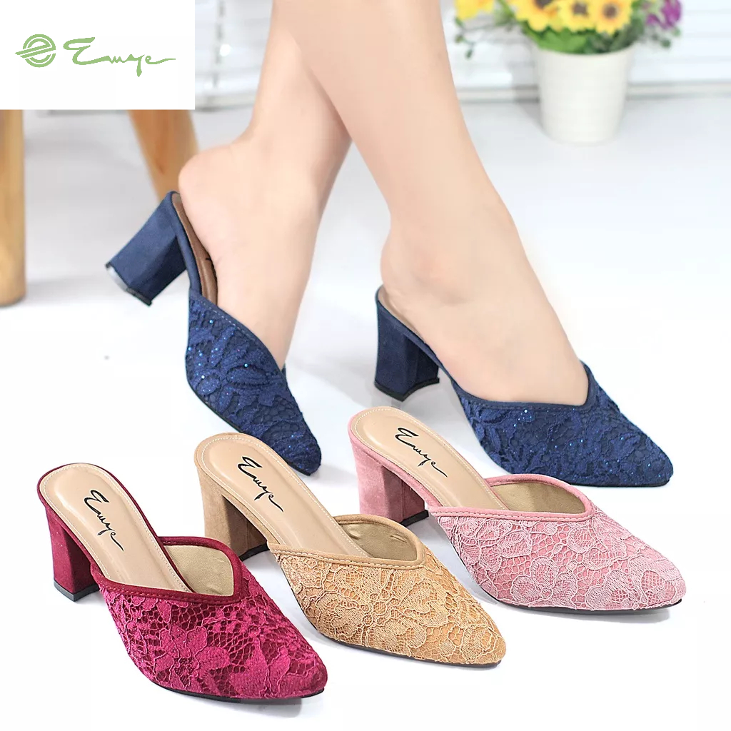 Jual EMYE EM01 Sepatu Pesta Bustong Wanita Brukat Glitter Original High ...