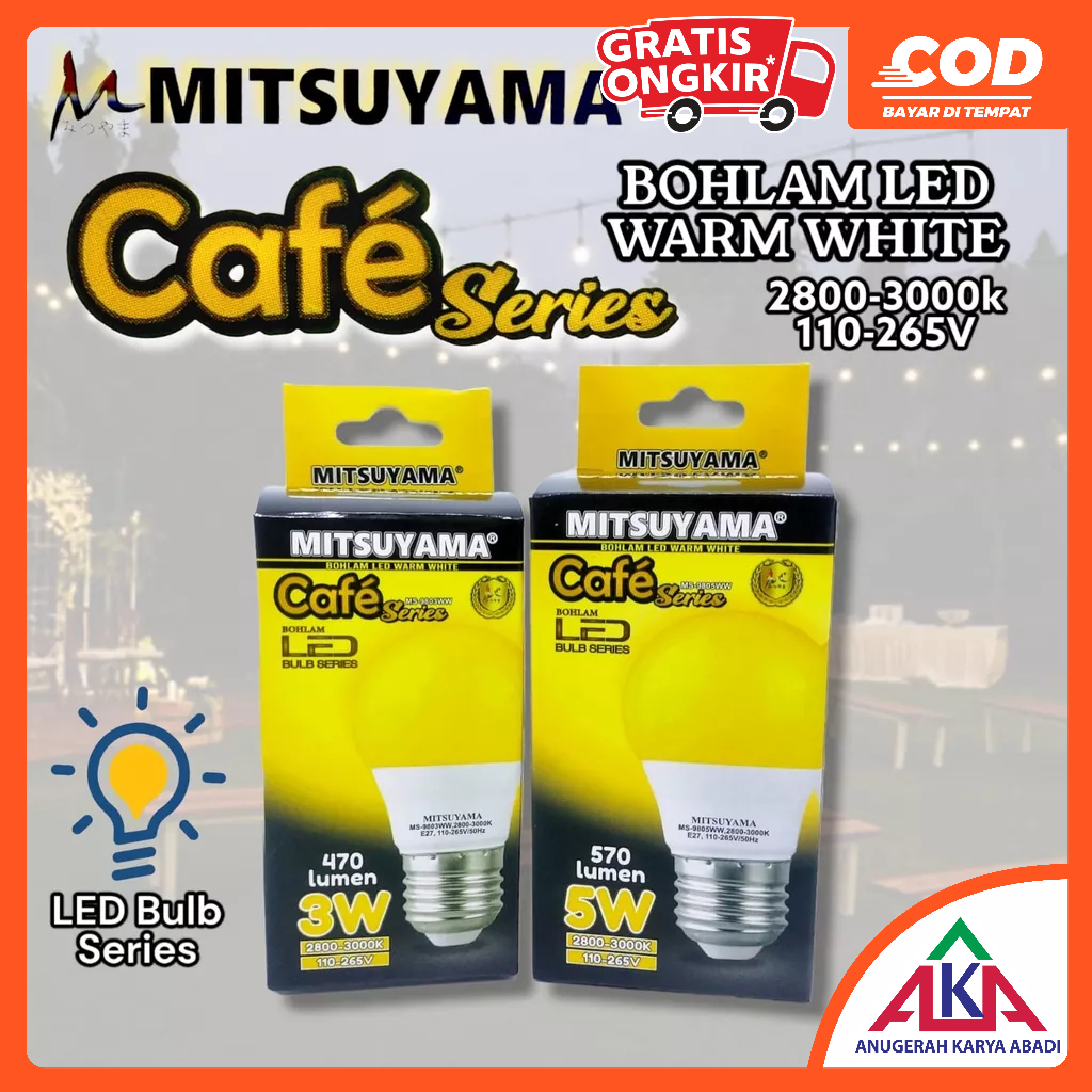 Jual Bohlam lampu LED MITSUYAMA Cafe Series 3 - 5 Watt Warm White SNI ...