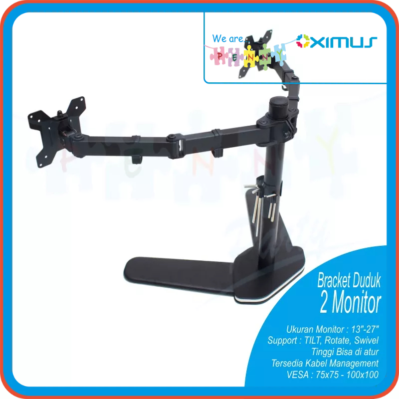 Jual Bracket Meja Duduk Braket 2 Monitor/TV/LCD/LED/Plasma 13"-27" Tilt ...