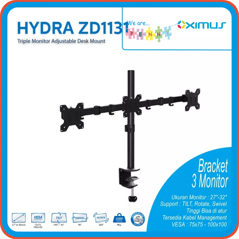Jual Bracket Meja Braket 3 Monitor/TV/LCD/LED/Plasma 27"-32" Tilt ...