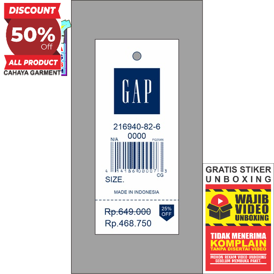 Jual GAP LABEL TAG HANGTAG SUPER PREMIUM CO 1X DI KIRIM 600PCS | Shopee ...