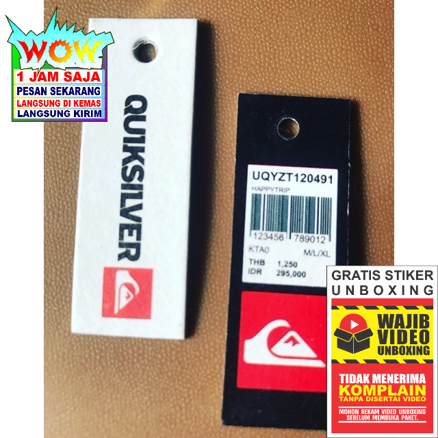 Jual QUIKSILVER LABEL PRICE TAG BARCODE SUPER PREMIUM CO 1X DI KIRIM ...